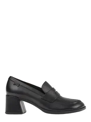 Camper Loafer With Block Heel - Black
