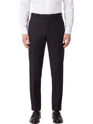 PT TORINO Pleated Slim Fit Tailored Trousers In Virgin Wool - Black