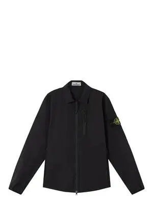 Stone Island Canvas Weave Cotton Overshirt 'lead - Grey