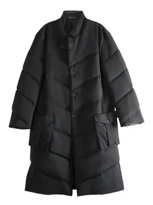 YOHJI YAMAMOTO POUR HOMME 3-button Diagonal Padded Long Coat - Black