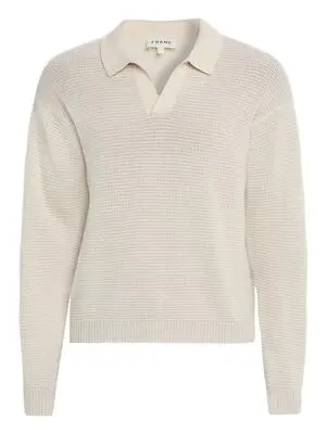 FRAME Knit Johnny Collar Sweater - Warm White