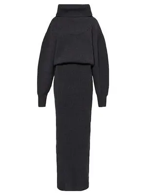 Jacquemus La Maille Pallone Turtleneck Wool-blend Maxi Dress - Dark Grey