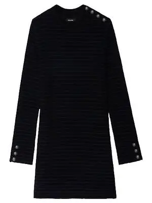Zadig&Voltaire Striped Knitted Wool And Cashmere Mini Dress - Black
