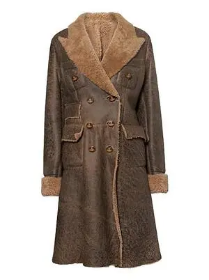 VIVIENNE WESTWOOD Double-breasted Shearling Coat - Brown