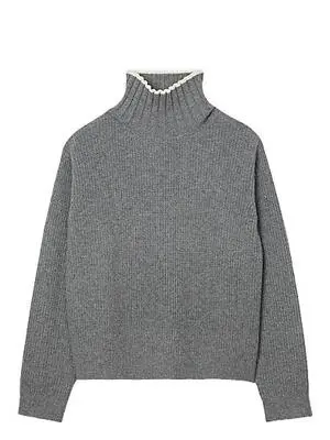 Sandro Ribbed Wool And Cashmere-blend Jumper - Grey