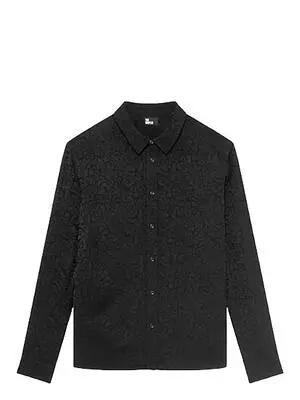 The Kooples Leopard-pattern Long-sleeve Jacquard Shirt - Black