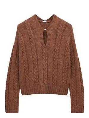 Loewe Keyhole Cable-knit Wool Jumper - Brown