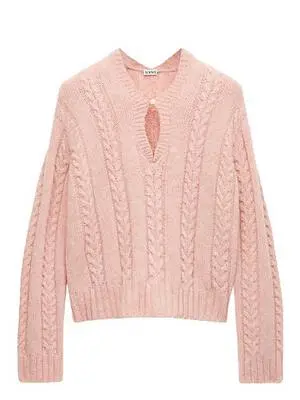 Loewe Keyhole Cable-knit Wool Jumper - Pink
