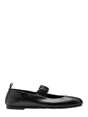 La Canadienne Leather Mary Jane Ballerina Flats - Black