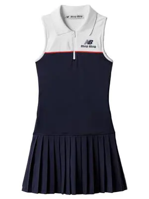 Miu Miu Stretch Technical Jersey Dress Baltic Blue/white/red