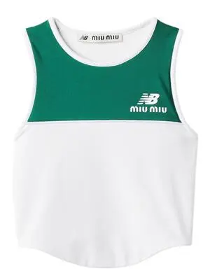 Miu Miu Stretch Technical Jersey Top Greenwhite