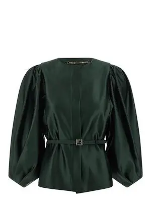 Fendi Silk Duchesse Blazer - Green