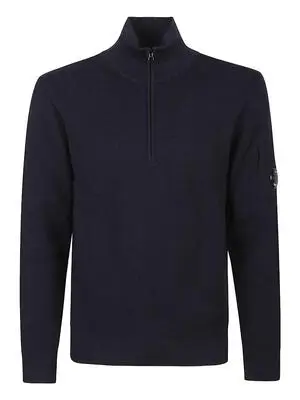 C.P. COMPANY Half Zip Sweater - Blue