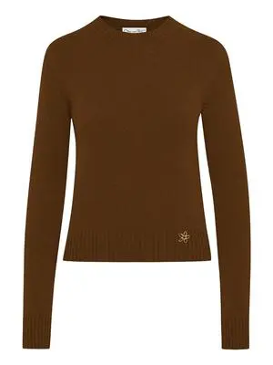 Oscar De La Renta O Flower Cashmere Pullover With Scarf - Brown
