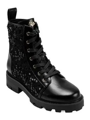 Karl Lagerfeld Paris Marlee Combat Boot - Black