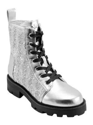 Karl Lagerfeld Paris Marlee Combat Boot - Silver