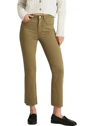 MAVI Anika High-waist Crop Flare Jeans With Raw Hem - Dark Olive Flex Blue