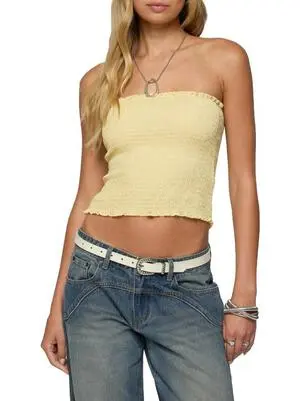 EDIKTED Emmet Smocked Tube Top - Yellow