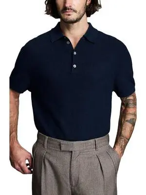 Billy Reid Solid Cotton Piqué Polo Sweater Navy