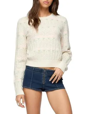 EDIKTED Emerie Floral Pointelle Stitch Sweater - Cream