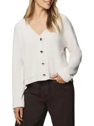 Splendid Libby Crop Cardigan - Pale Oak White Heather