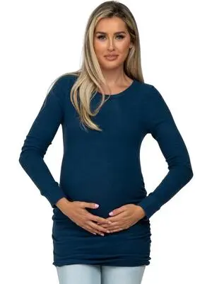 PINKBLUSH Knit Ruched Maternity Top Dark Teal