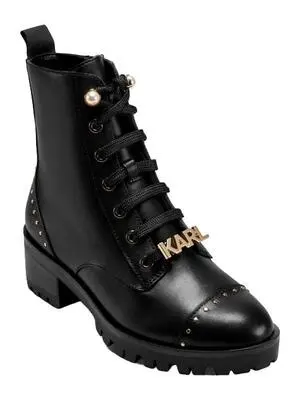 Karl Lagerfeld Paris Prue Combat Boot - Black