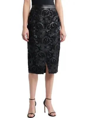 Elie Tahari Vivienne Wrap-front Lace Midi Skirt - Noir Black