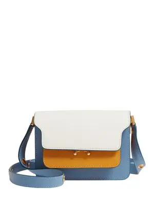 Marni Small Colorblock Leather Shoulder Bag - Natural White/pumpkin/opal