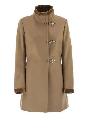 FAY Virginia Coat In Mélange Wool Cloth Brown