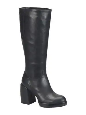 KORK-EASE® Anny Platform Knee High Boots Black Leather