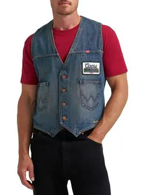 Wrangler Embroidered Denim Vest - Indigo Buff