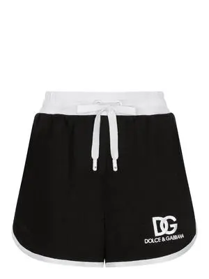 Dolce & Gabbana Jersey Shorts With Dg Logo Embroidery - Black