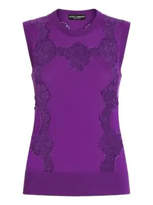 Dolce & Gabbana Wool And Lace Tank Top - Purple