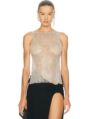 MAY MASHIAH Alice Metallic Top - Silver