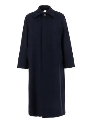 SUNFLOWER Wool Blend Coat With Classic Collar And Wide Sleeves - Blue