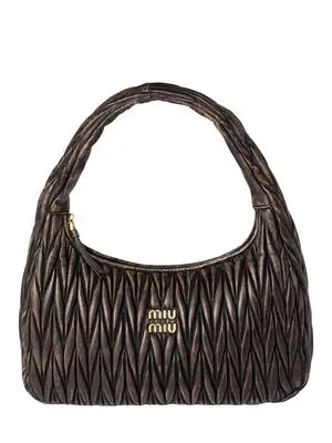 Miu Miu Matelassé Calfskin Wander Shoulder Bag - Brown