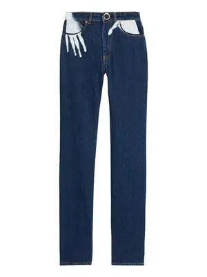 AREA Printed High-rise Straight-leg Jeans - Dark Denim