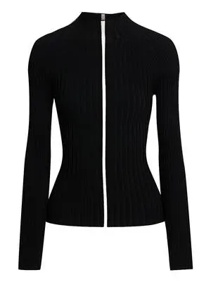 Autumn Cashmere Striped Ribbed-knit Turtleneck Sweater - Black