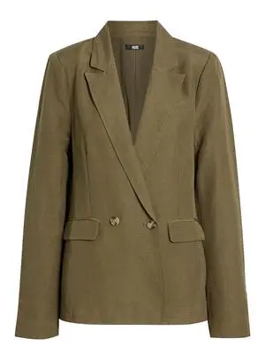 Paige Dawson Double-breasted Linen-blend Blazer - Army Green
