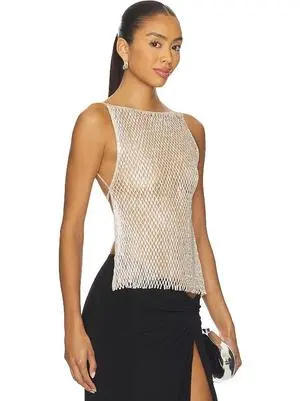 MAY MASHIAH Alice Top - Metallic Silver