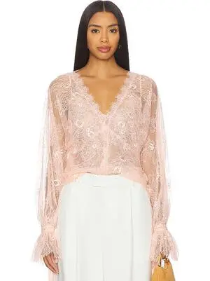 LoveShackFancy LoveShackFancy Kath Lace Blouse Pink