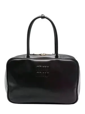 Miu Miu Logo-embossed Leather Shoulder Bag - Black
