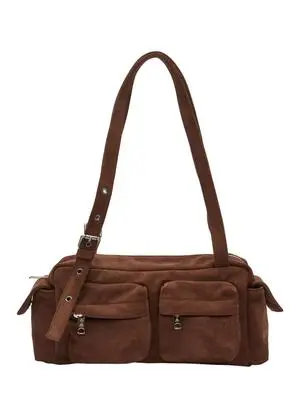 SAMO ONDOH Pocket Utility Shoulder Bag - Suede Brown