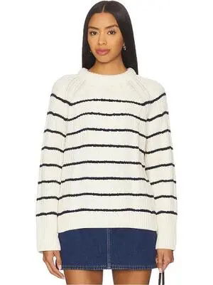 LA LIGNE Striped Cable Knit Sweater - Cream & Navy
