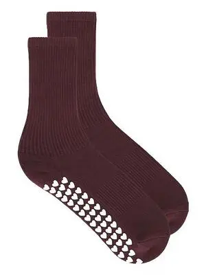 WELLBEING + BEINGWELL Tube Grip Socks - Port Royale & White