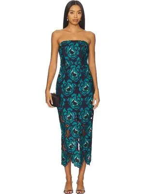 MILLY Kait Bloom Embroidered Lace Dress - Turquoise