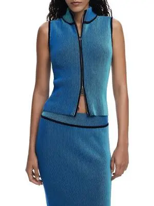 Desigual Sleeveless Ribbed Top - Blue