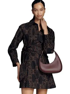 HUTCH Anja Long-sleeve Mini Shirt Dress - Black Pattern