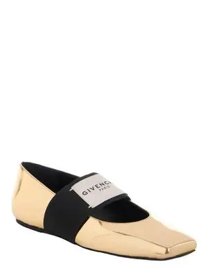 Givenchy Sliced Square Toe Mary Jane Flat - Golden
